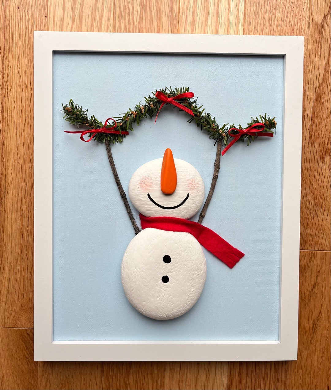 Snowman Decor, Snowman Pebble Art, Holiday Decor, Christmas Gift ...