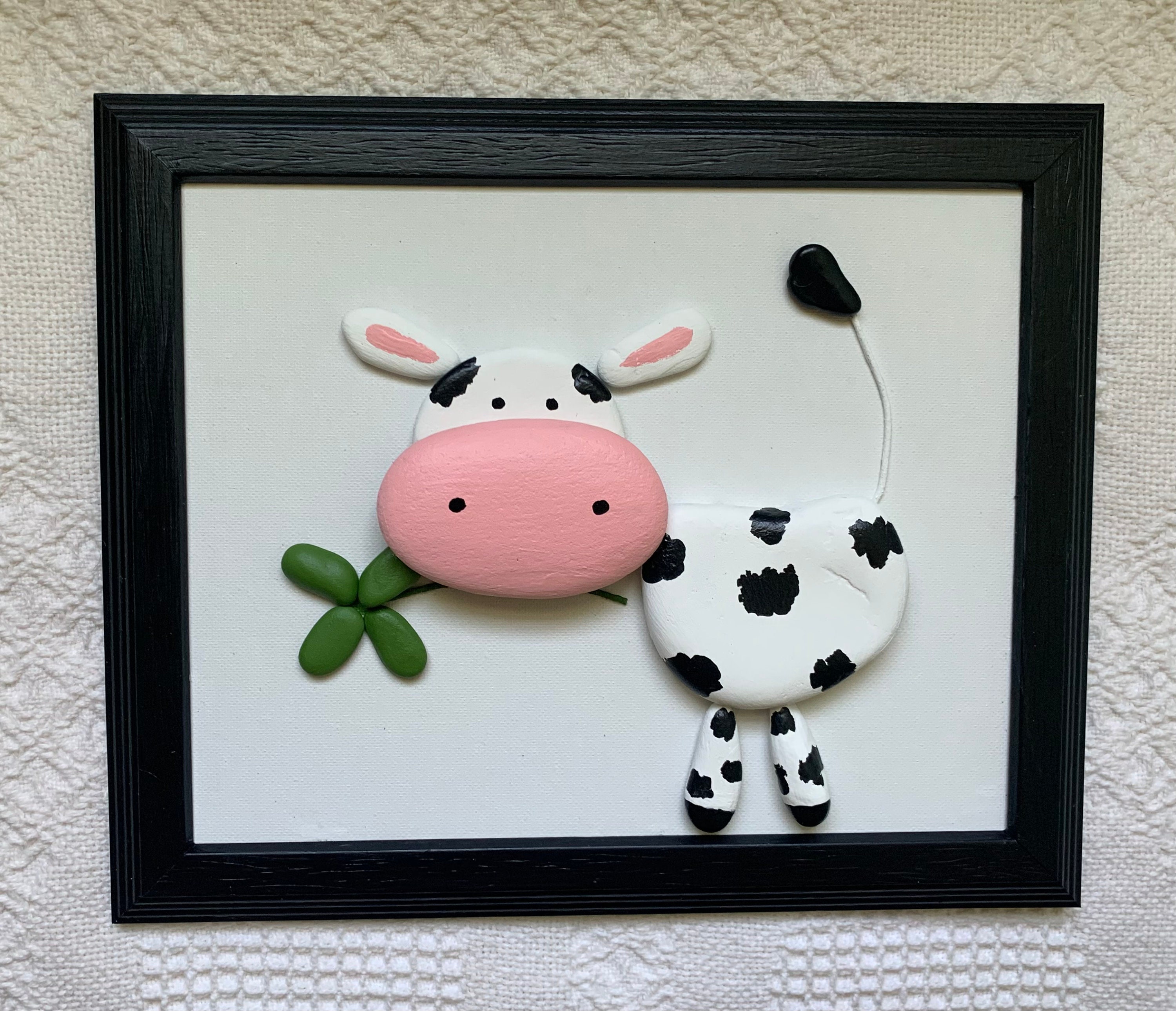Cow Decor, Cow Art, Cow Pebble Art Framed, Nursery Decor, Kids Room ...