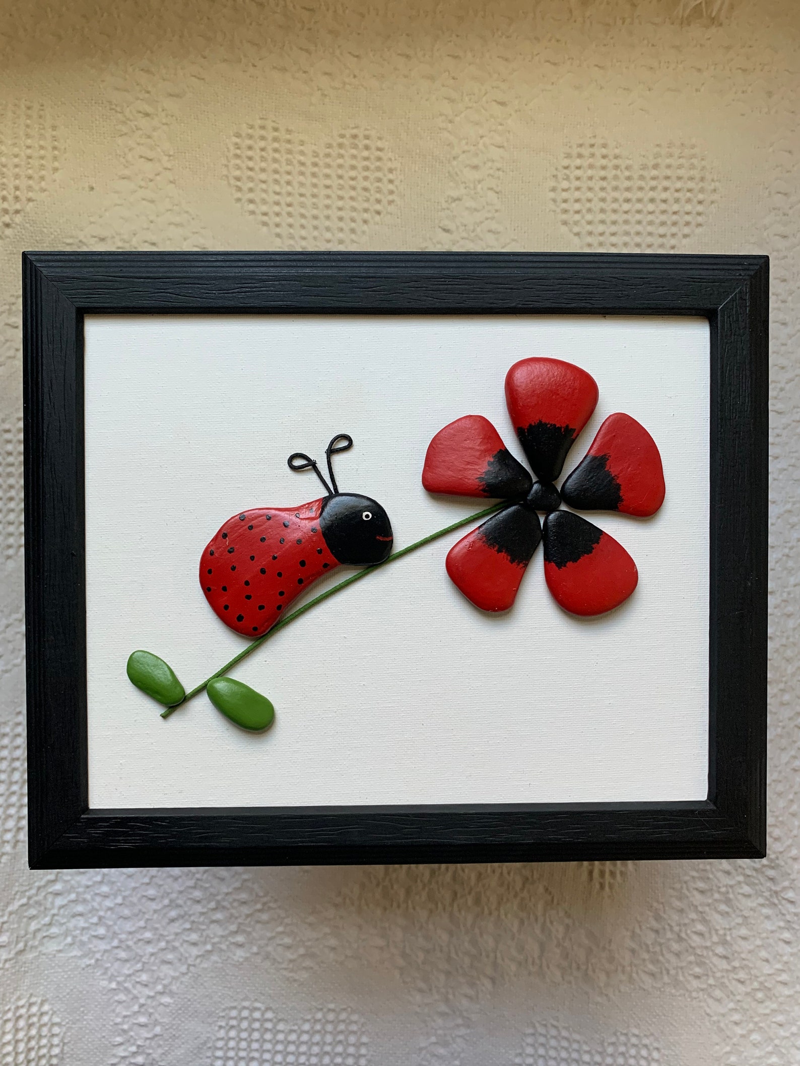 Lady Bug Decor, Lady Bug Wall Art, Lady Bug Wall Hanging, Painted Stone ...
