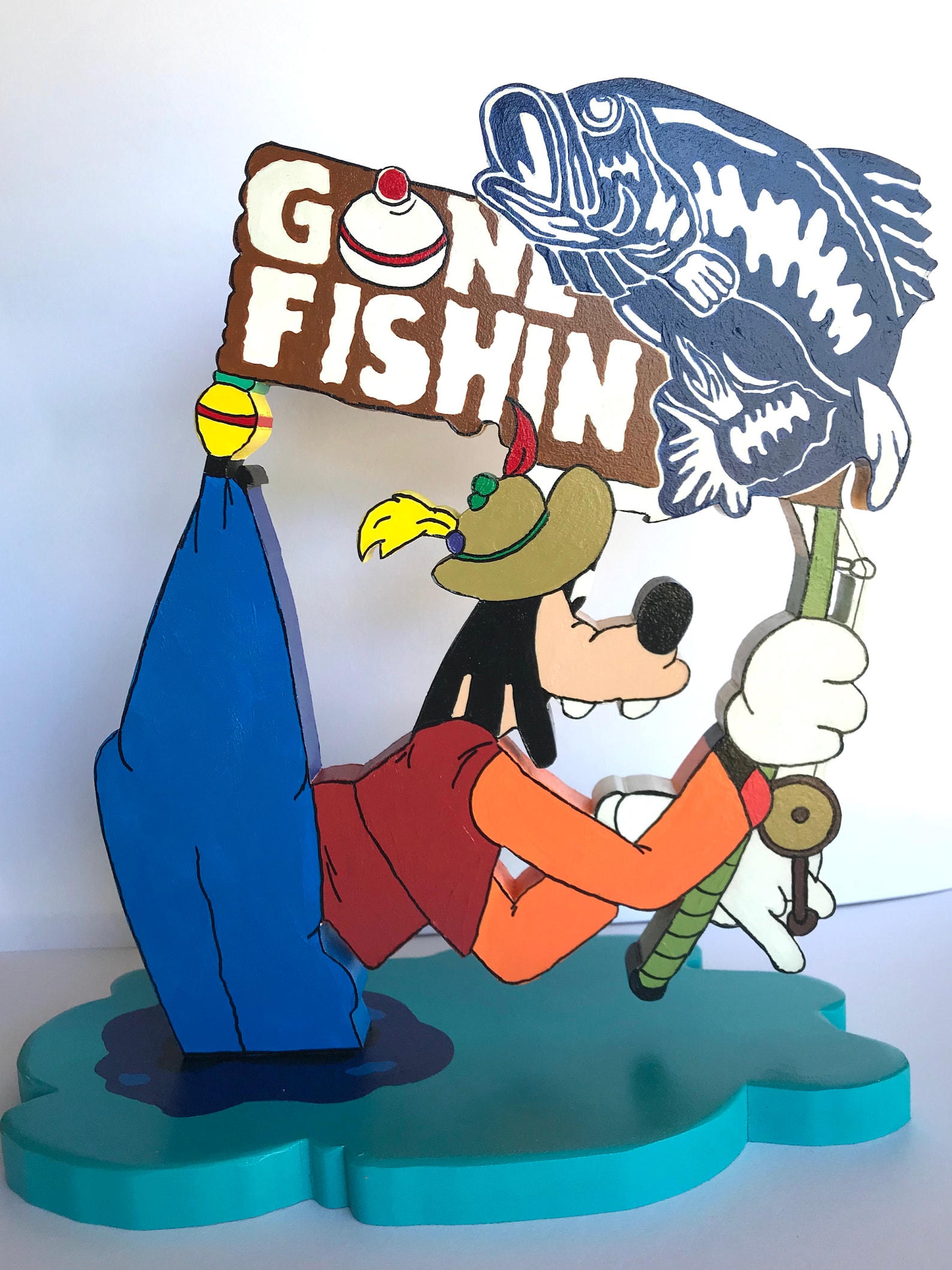 Disney's Goofy Gone Fishing Standing Sign | Etsy