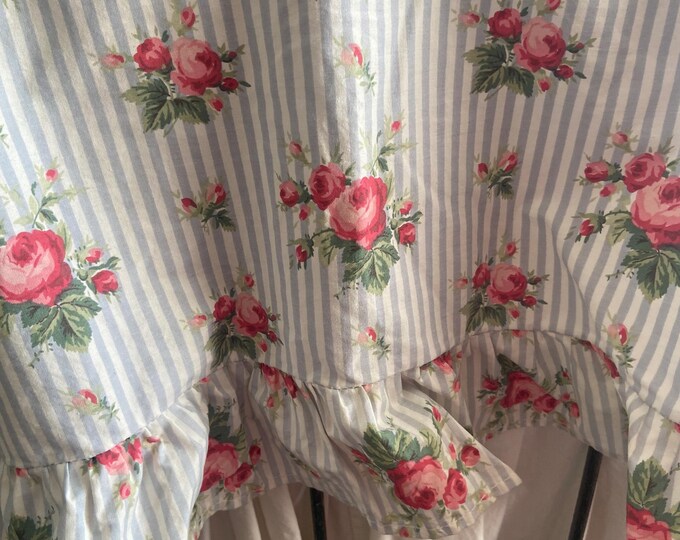 Vintage Ralph Lauren Emma Blue Stripe Ruffle Flat Sheet - Etsy