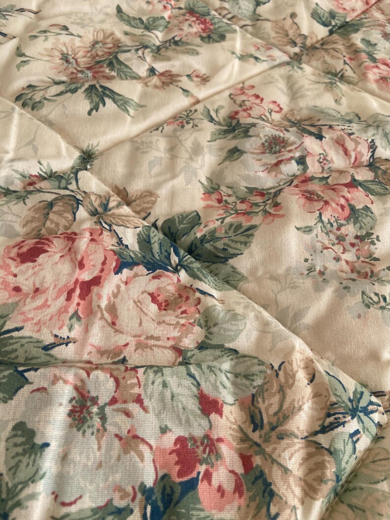 Shabby Chic Cabbage Roses Quilt Style Bedspread Cover Like New - Etsy