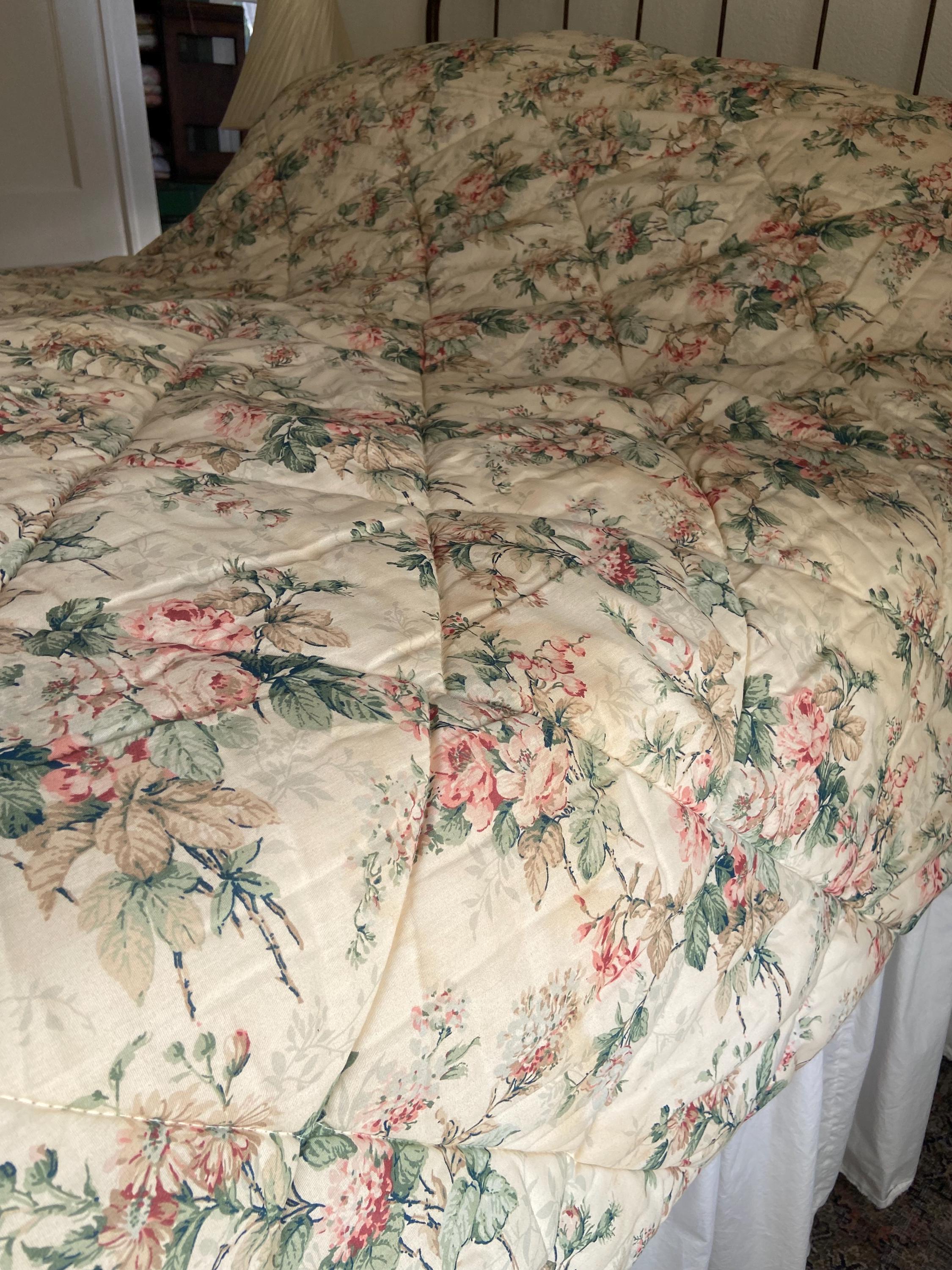 Shabby Chic Cabbage Roses Quilt Style Bedspread Cover Like New - Etsy