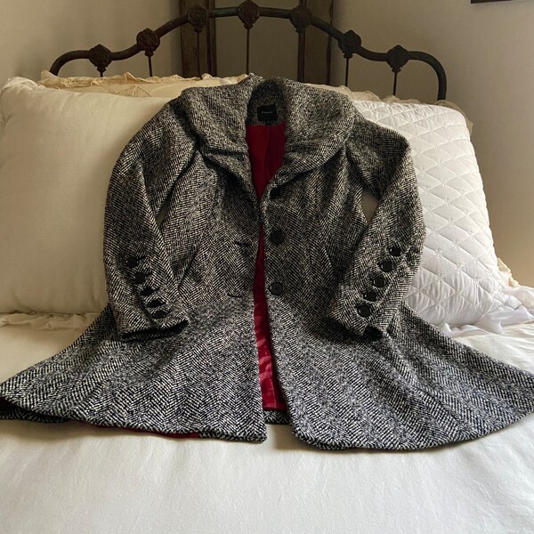 Black White Tweed Coat Women - Etsy