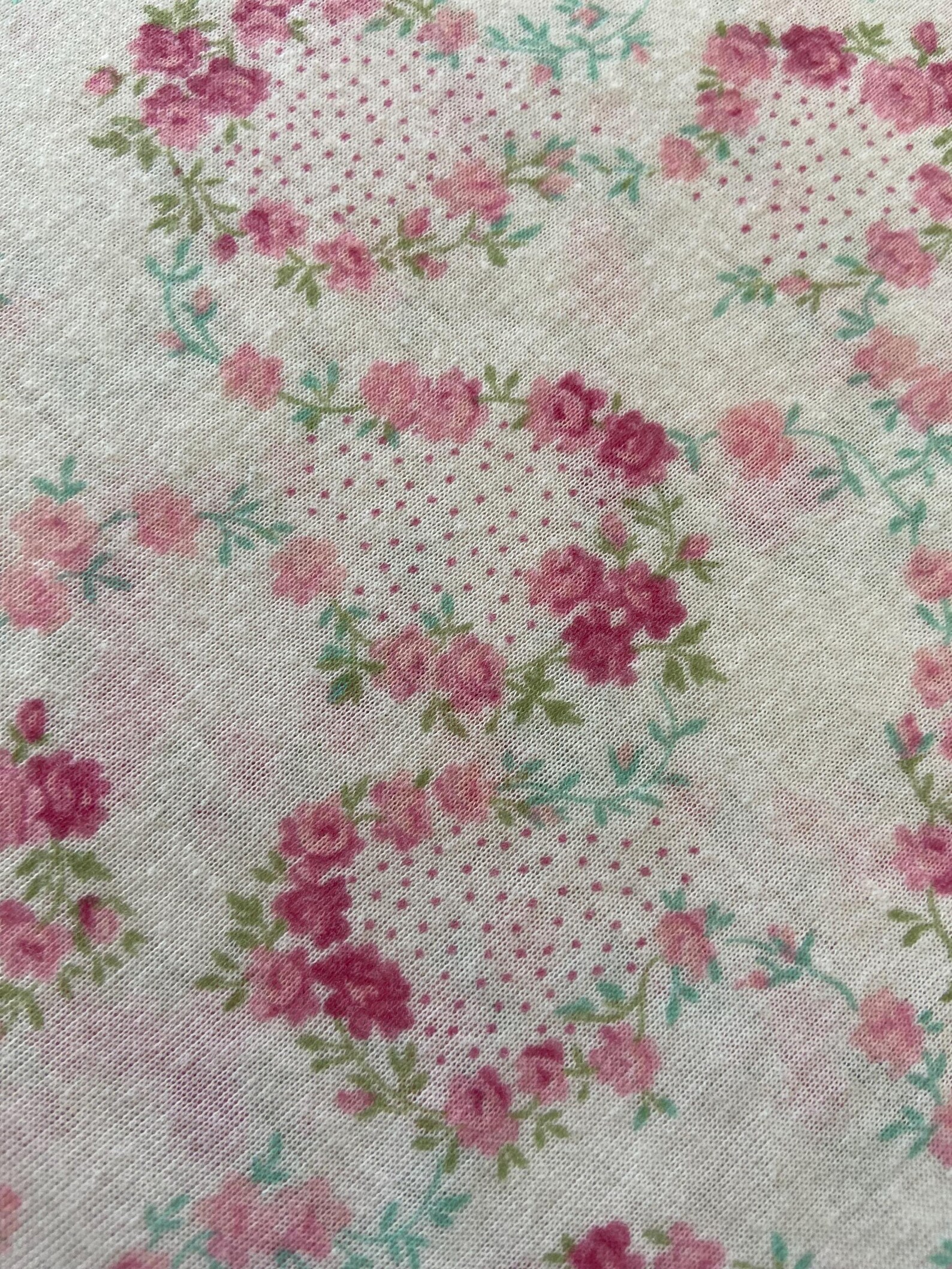 Dainty Pink Floral Petite Roses Old Fashioned Design Soft Cotton Fabric ...