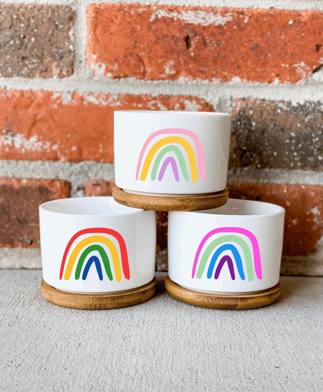 Small Rainbow Planter, Succulent Planter, Ceramic Planter Pot With ...