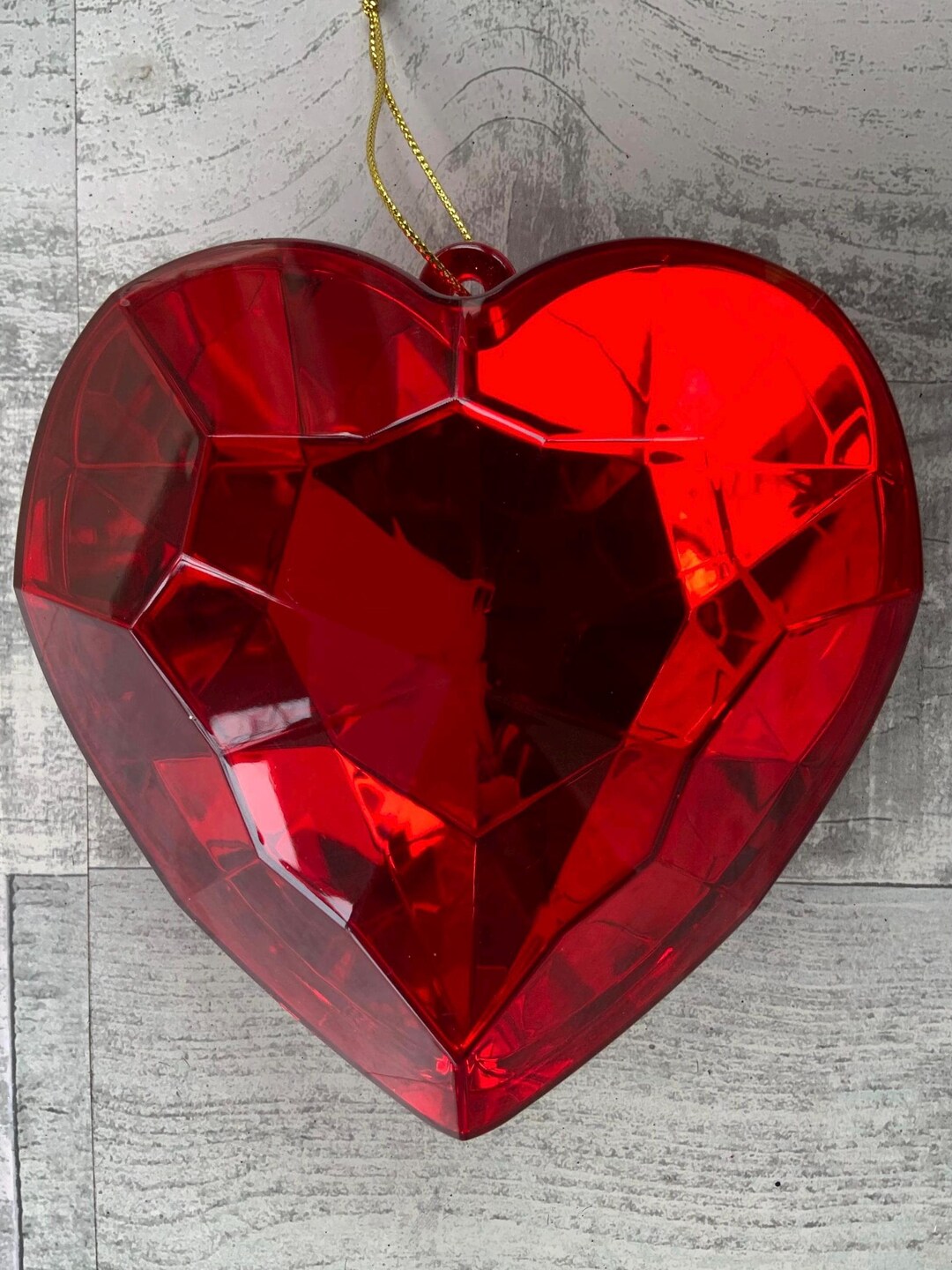 Red Acrylic Heart Jewel Ornament - Designer Faceted Decor (6”) - Etsy