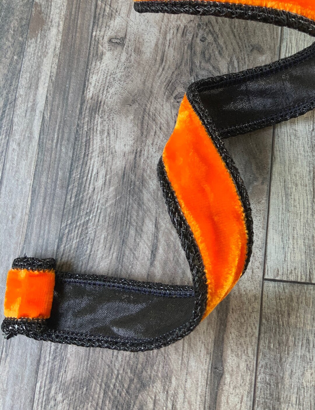 Velvet Ribbon, Orange Velvet Ribbon, Black, Wired Ribbon, 1” Ribbon, 10 ...