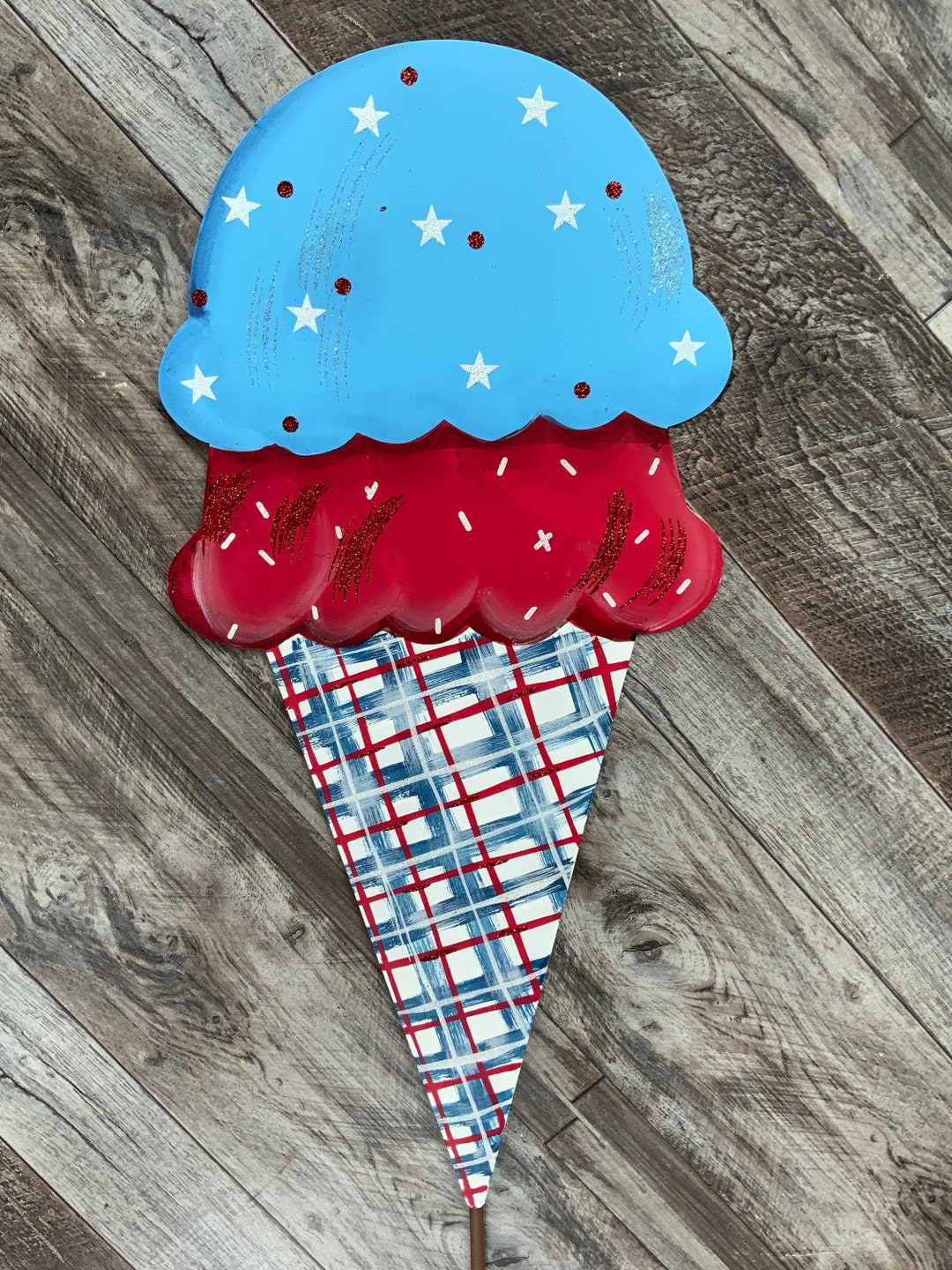 Ice Cream Cone, Double Scoop, Ice Cream Cone Metal Stake, the Round Top ...