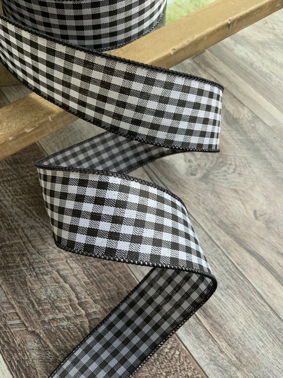 Check Ribbon, Micro Checks, Black Ribbon, Designer Ribbon, 1.5” X 10 ...