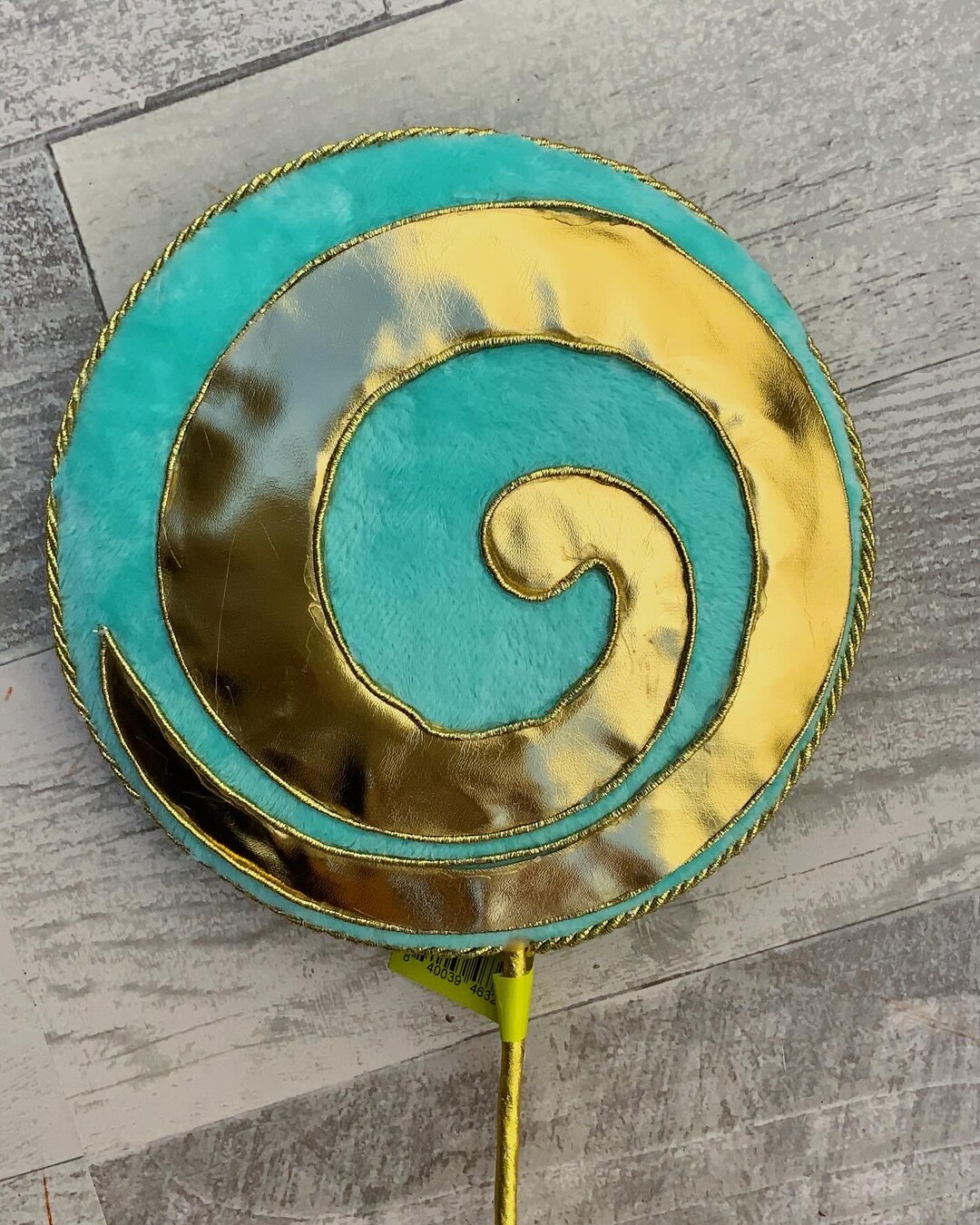 Lollipop, Lollipop Pick, Aqua & Gold, Metallic, Swirl, Sweets, Diameter ...