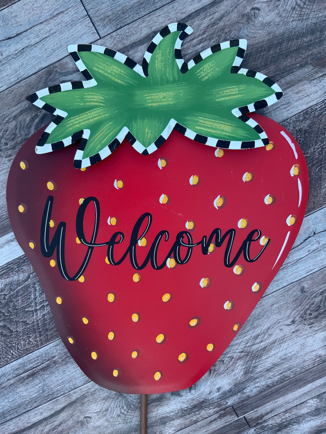 Metal Strawberry Welcome Stake - Round Top Collection Decor - Etsy