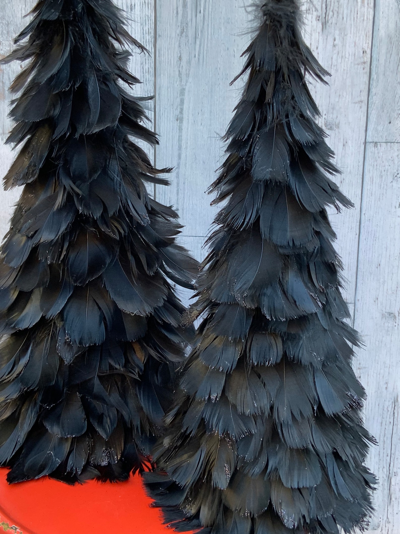 Feather Tree Black Black Feather Trees Set of 2 Raz 18 - Etsy