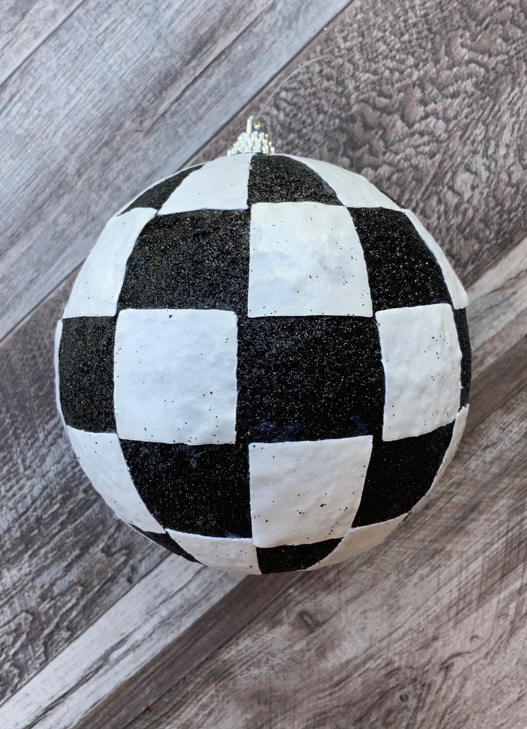 Black Checker Ornament, Checker Ball Ornament, Black, Black & White ...