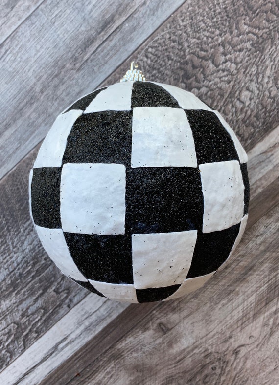Black Checker Ornament Checker Ball Ornament Black Black & - Etsy