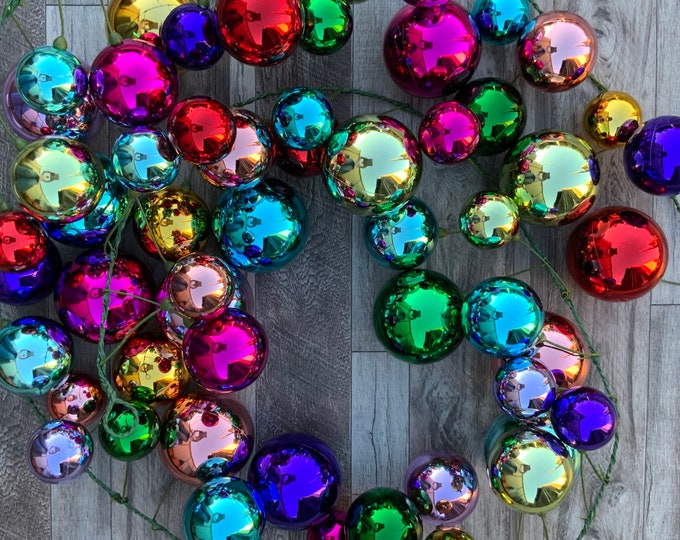 Ball Garland, 10, Multi Shiny Ball Garland, 10 Ball Garland, Farrisilk ...
