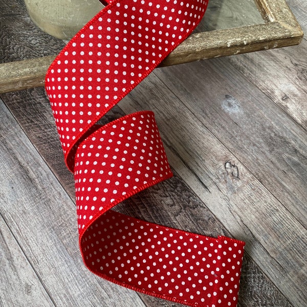 Red Polka Dot Wired Ribbon - Etsy