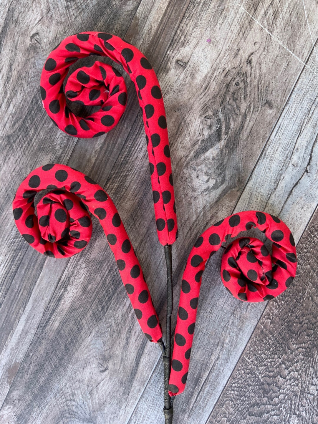 Ladybug Fabric Curly Spray: Black & Red Polkadot Whimsy (28”) - Etsy