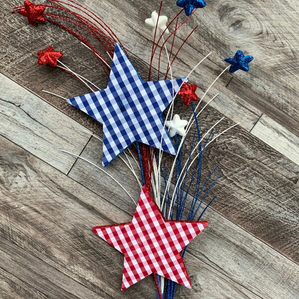 Red White and Blue Floral Picks - Etsy