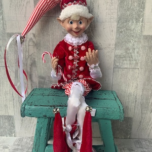 Elf, 30 Posable Elf, Red & White, Peppermint, Lollipop, Santas Helper ...