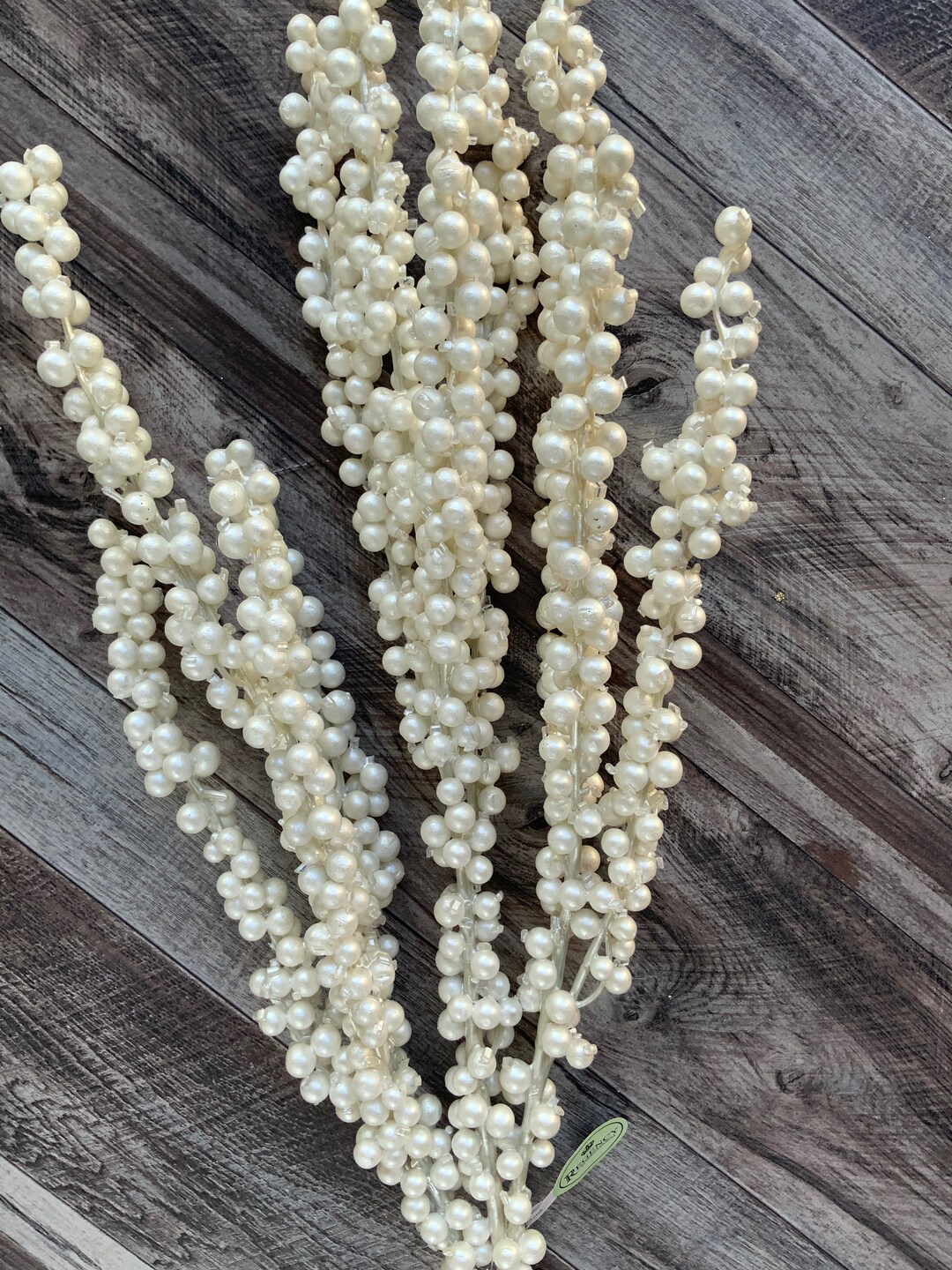 Pearl White Berry Spray: Metallic Floral Stem, 40” - Etsy