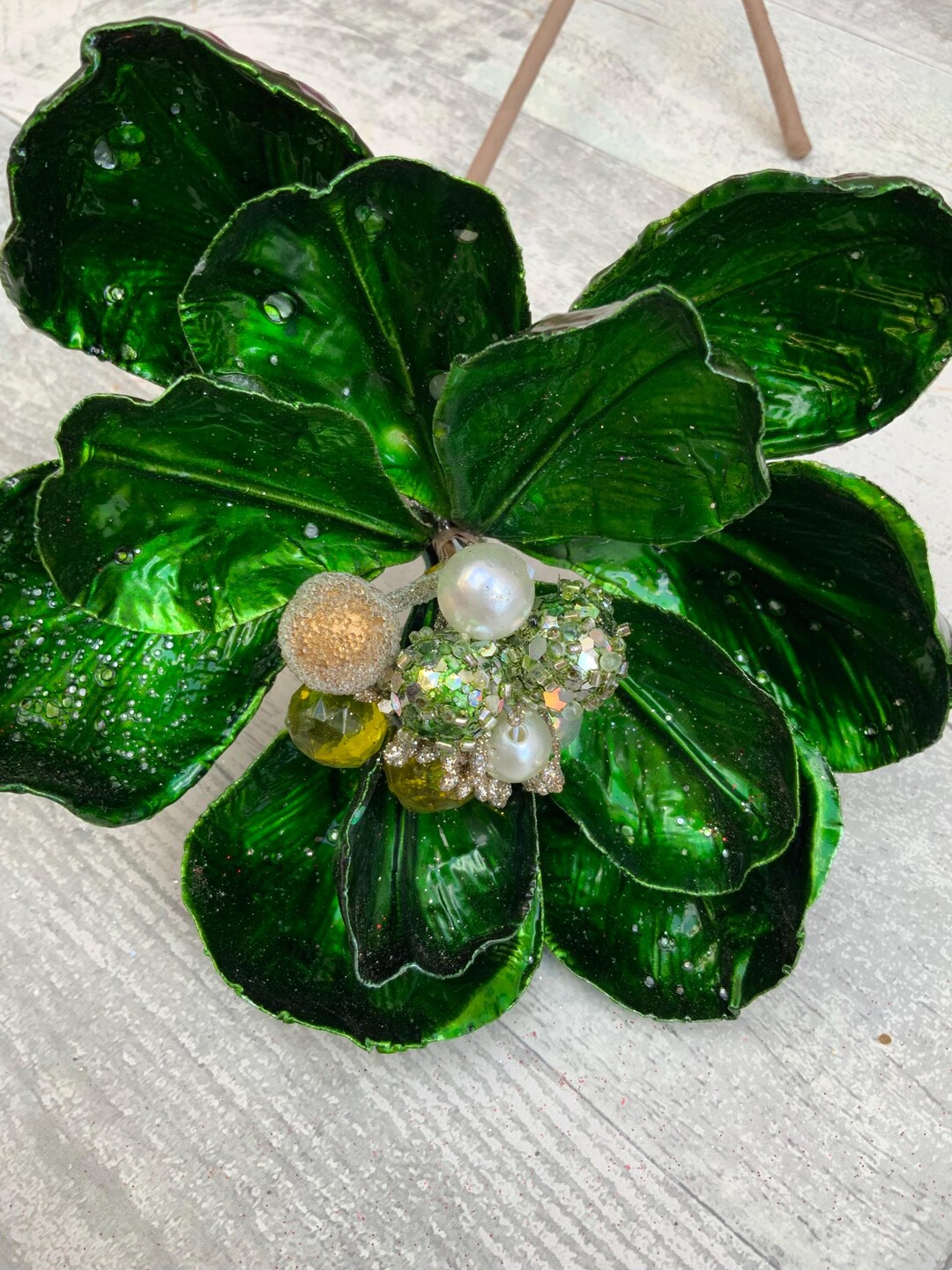 Magnolia, Green Magnolia Stem, Emerald, Designer, Nancy Brown Home - Etsy