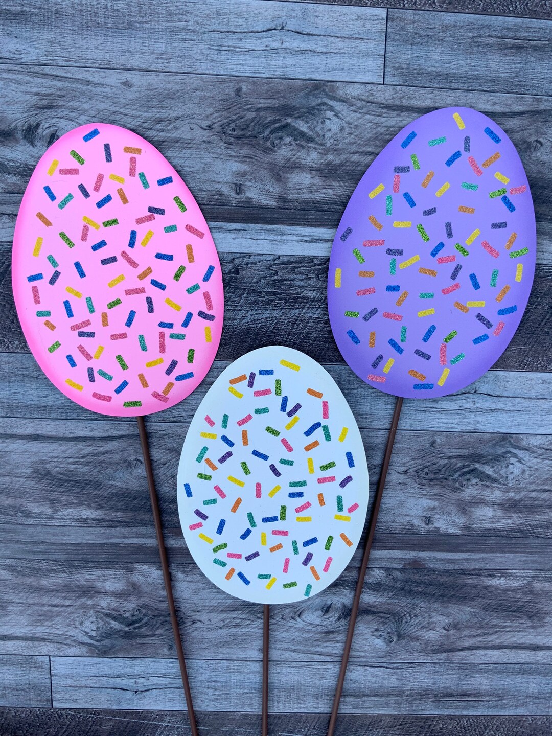 Easter Egg, Egg Stake, Metal Egg, Easter Decor, Set of 3, Sprinkles ...