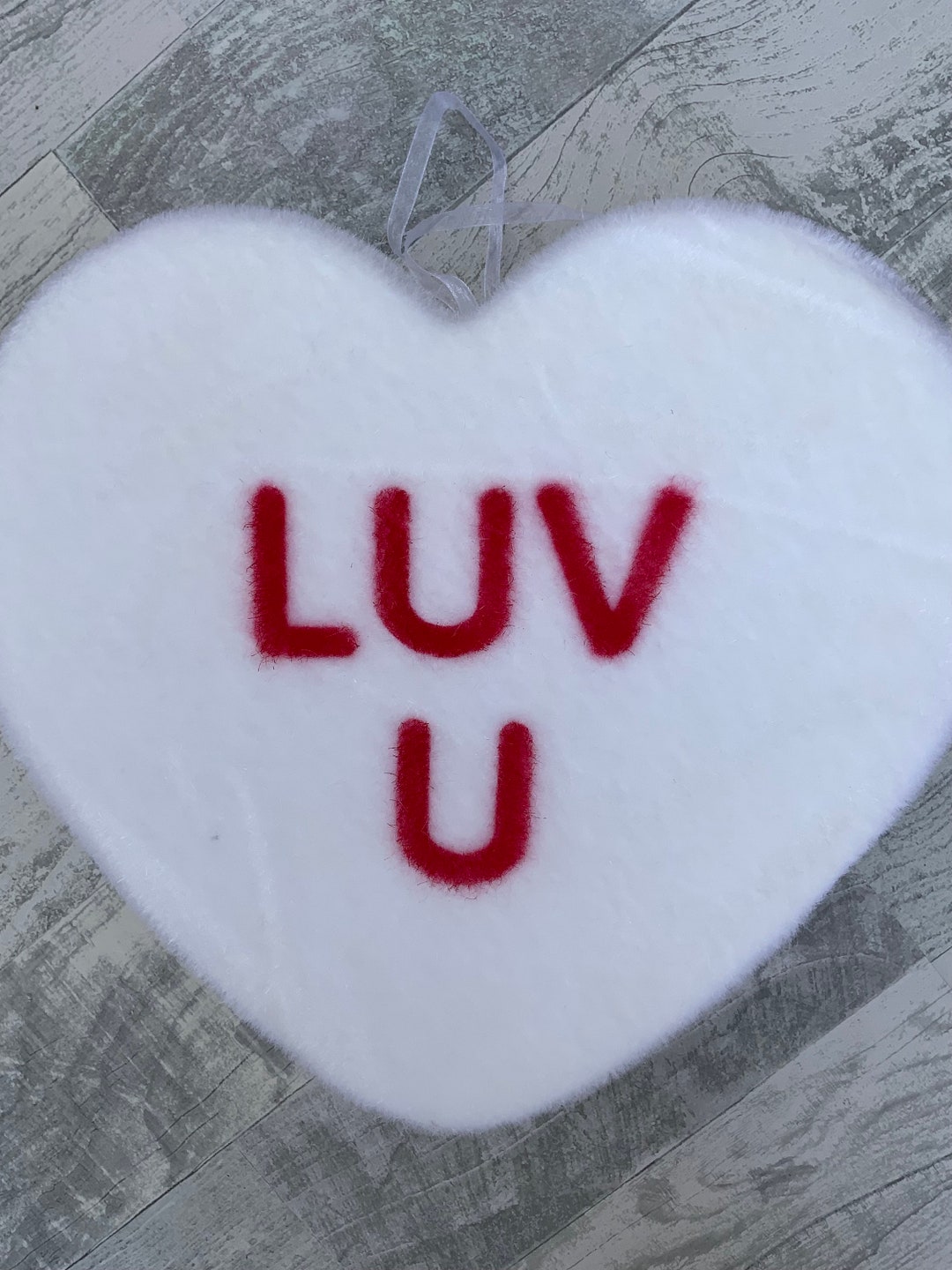 Heart, Conversation Heart, Luv U, Heart Ornament, Hanging Heart, 12” - Etsy