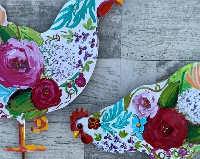 Chickens, Floral, Floral Chickens, Spring, Spring Decor, the Round Top ...