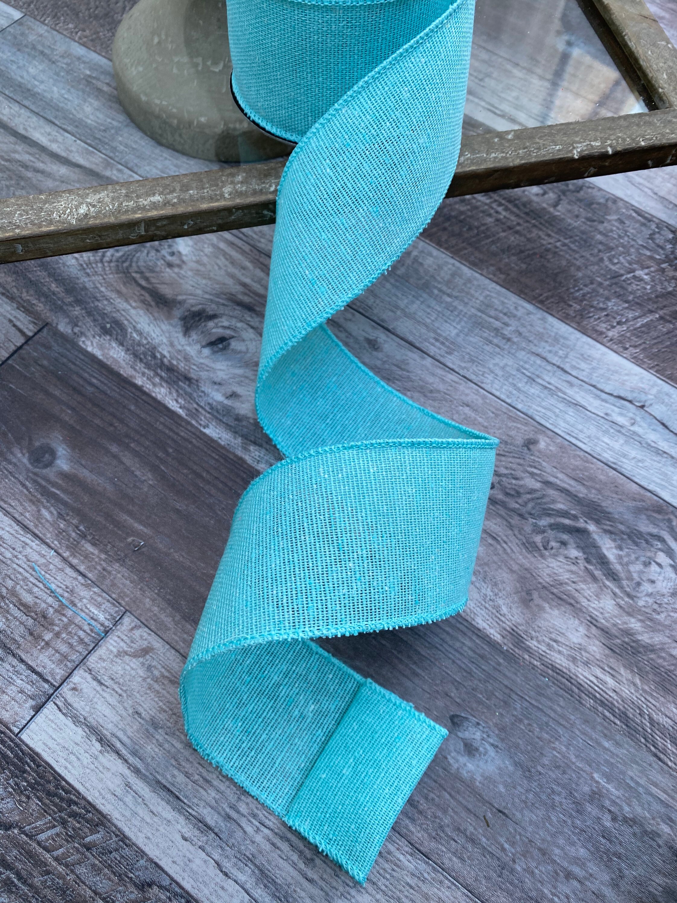 Aqua Ribbon Aqua Hopsack Ribbon Wired Ribbon 2.5 Ribbon - Etsy UK