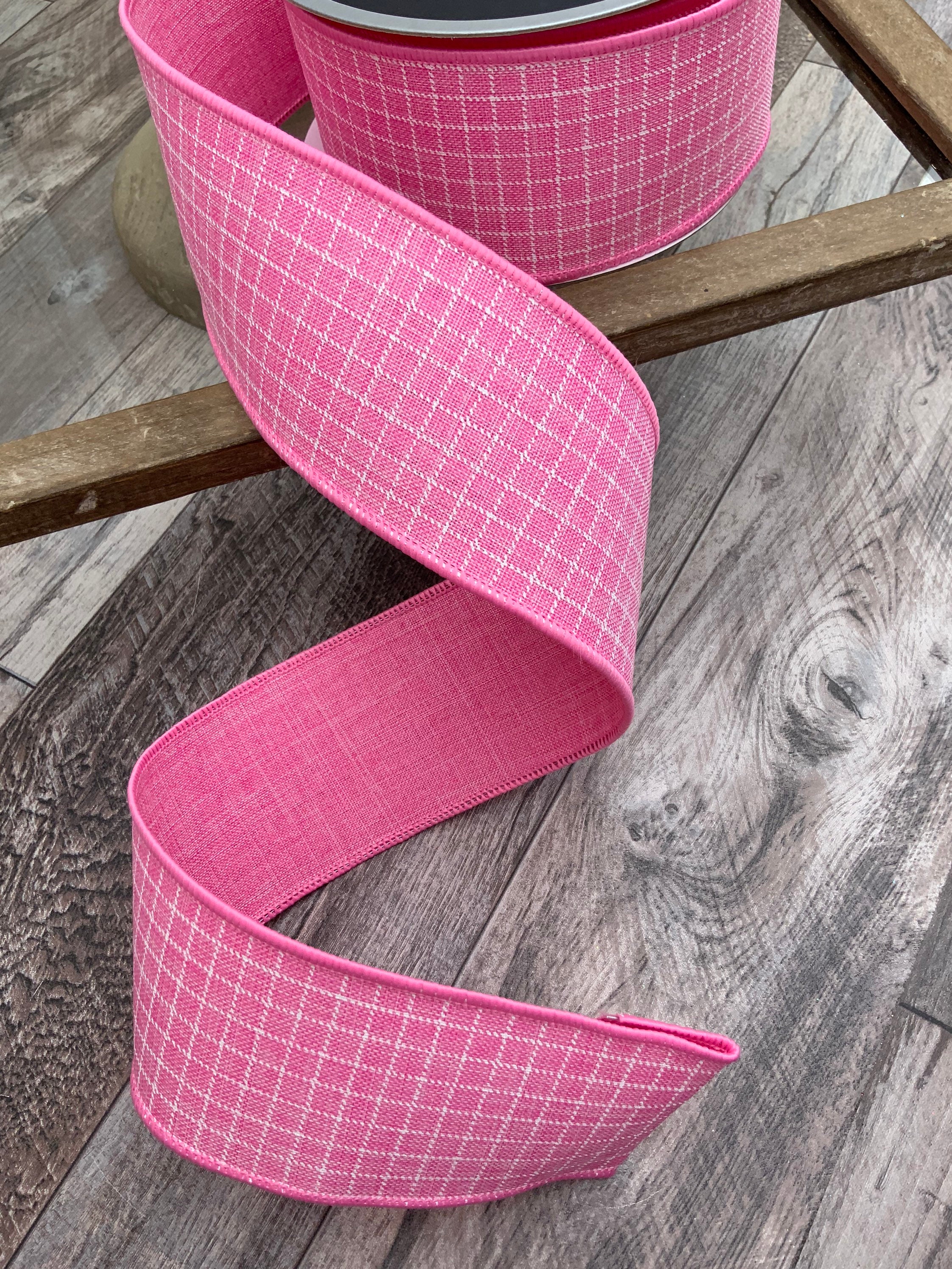 Pink Ribbon Gingham Ribbon Spring Gingham Designer Ribbon | Etsy