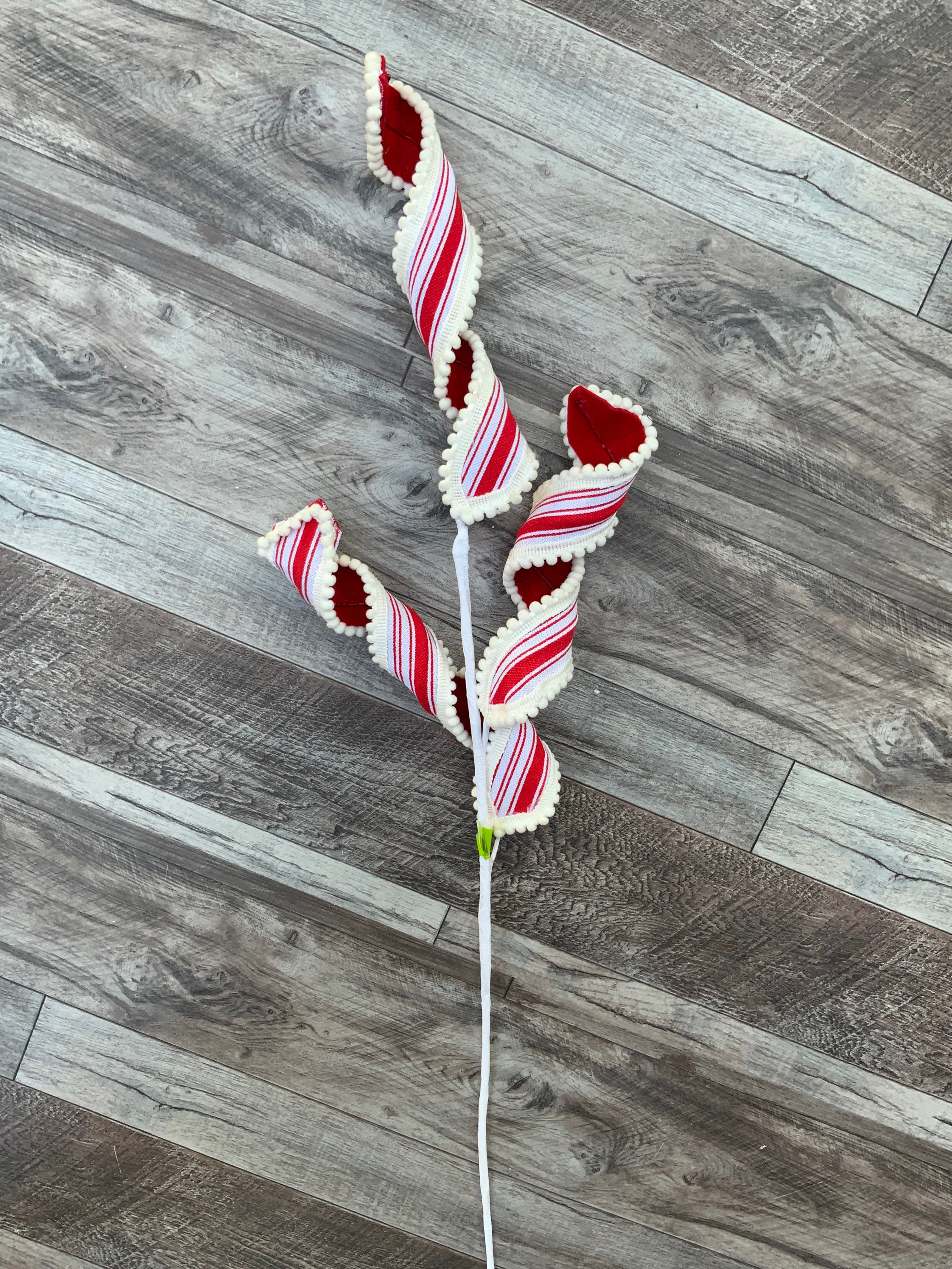 Peppermint Spray Red & White Fabric Peppermint Spiral Curly - Etsy