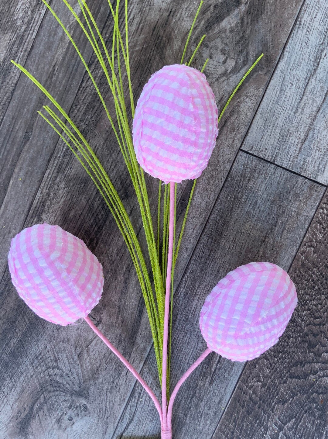 Egg Pick, Gingham Egg Pick, Pink, Easter Pick, Spring Pick, Floral Pick ...