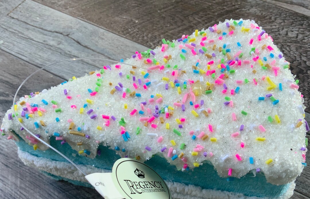 Frosted Cake Slice Ornament: Blue Sprinkles, 6” - Etsy