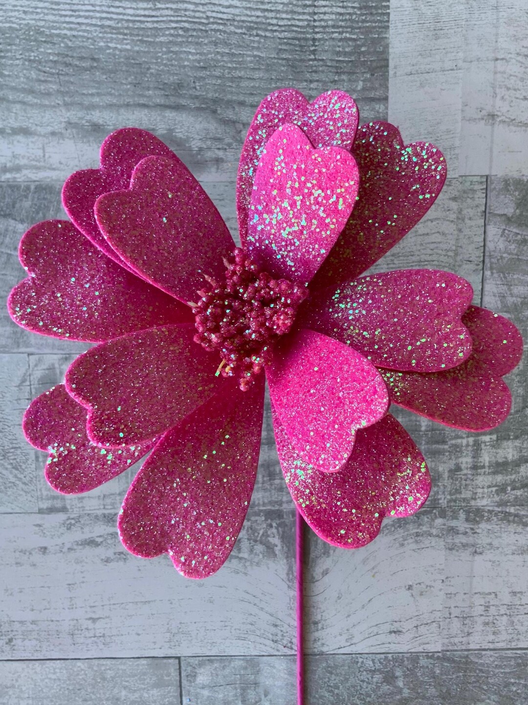 Glitter Daisy Pick, Hot Pink Fiesta Decor, 20" Long - Etsy