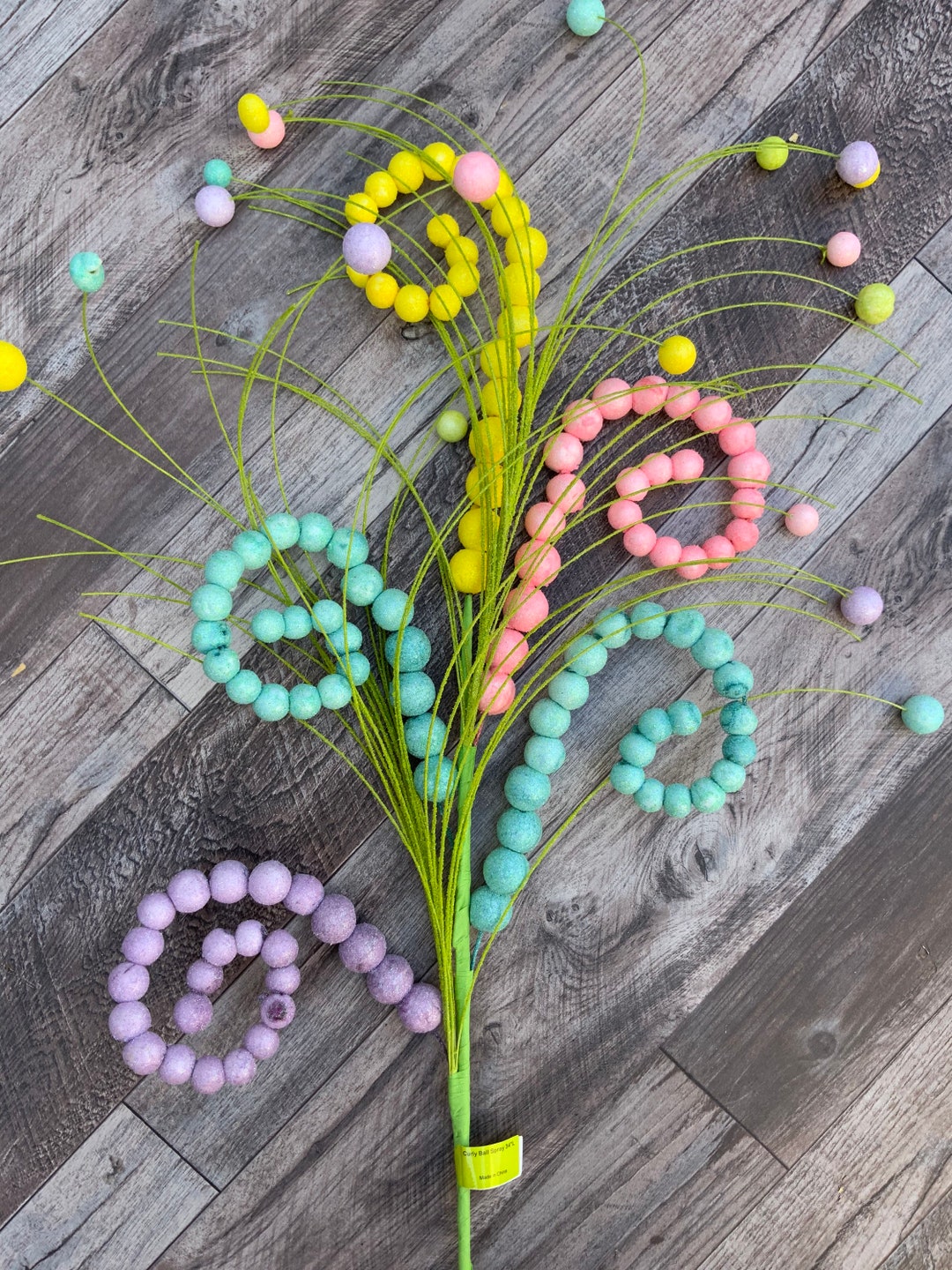 Curly Ball Spray, Spring Spray, Floral Spray, Floral Pick, Spring Pick ...