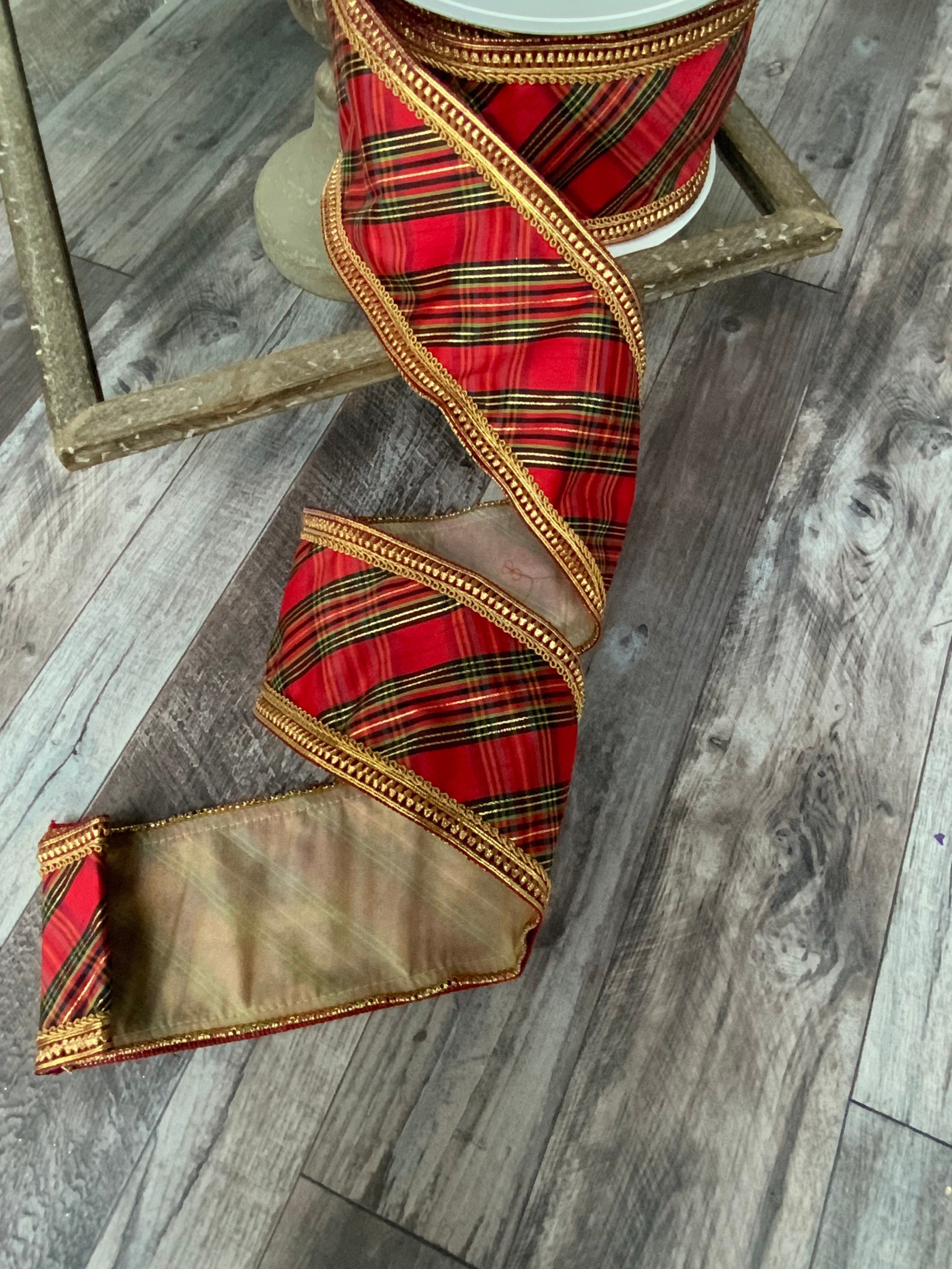 Plaid Ribbon Red Plaid Ribbon Wired Ribbon 4 Ribbon | Etsy