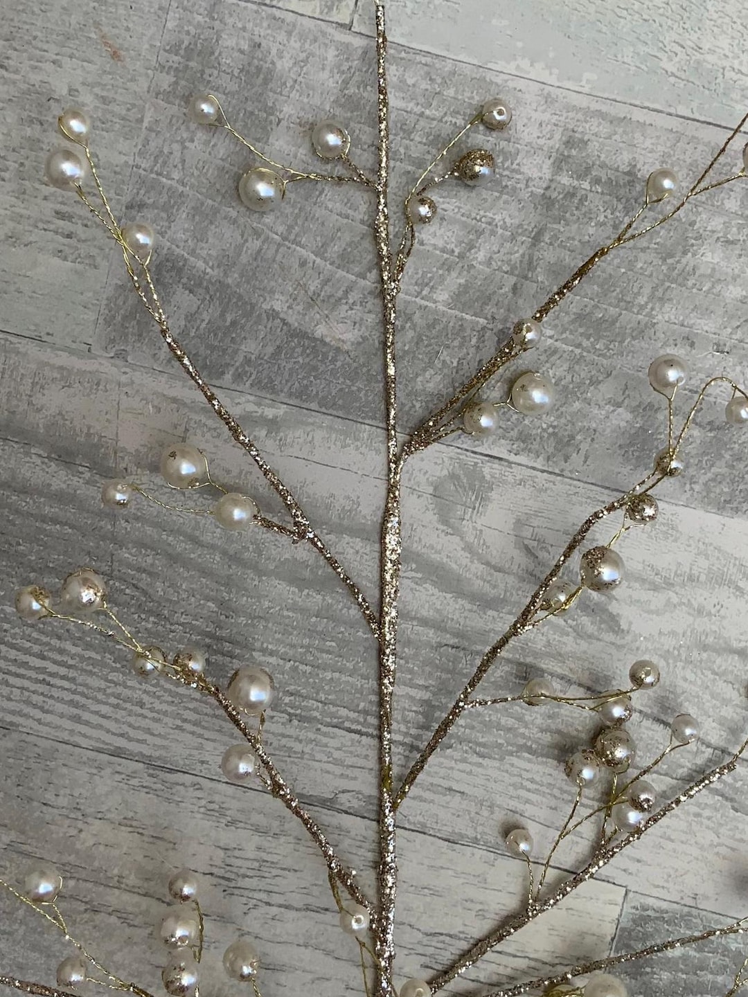 Gold Glittered Stem With Pearls - 29" Seasonal Decor - Etsy