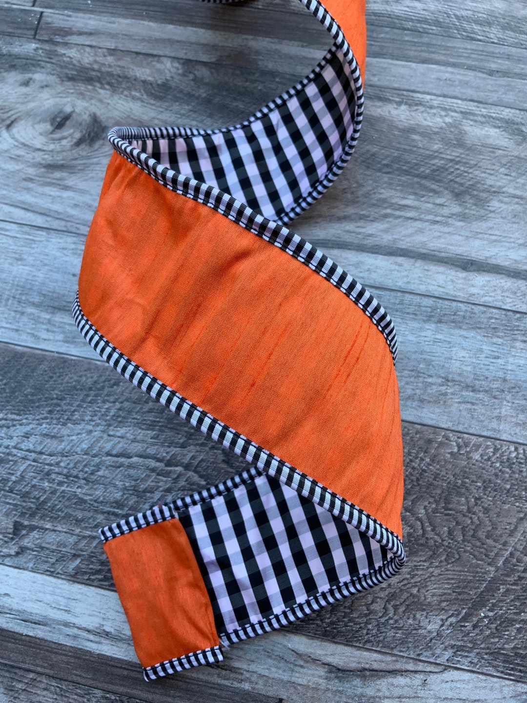 Orange Ribbon, Tangerine, Check Back, Black & White, 2.5” X 10 Yards ...
