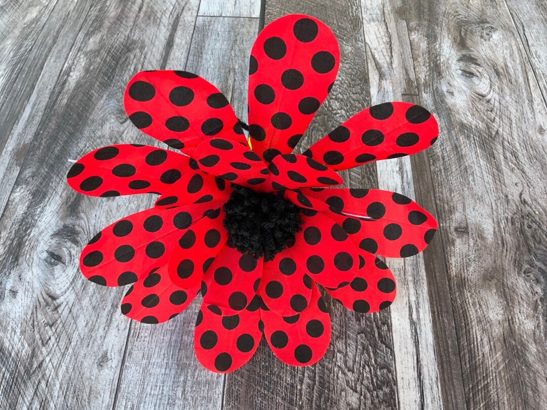 Sunflower Spray, Polkadot Sunflower Spray, Ladybug, Black & Red, Floral ...