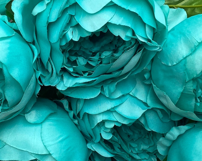 Peony Bush Teal Peony Bush Teal Floral Stem Floral Stem | Etsy