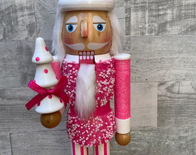 Nutcracker, Pink Nutcracker, Beads & Glitter, 15.5 Tall, Designer, Raz ...