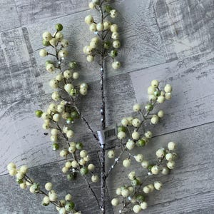 Berry, Berry Stem, Cream & Green, Glittered, Glittered Berry Spray - Etsy