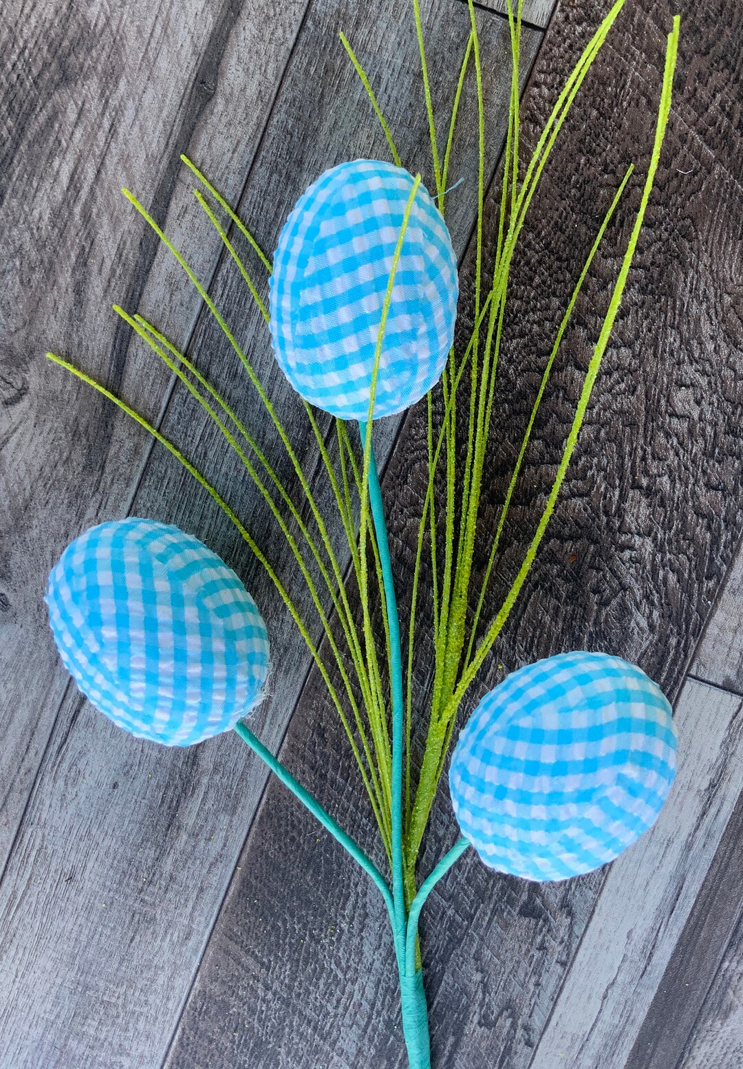 Egg Pick, Gingham Egg Pick, Blue, Easter Pick, Spring Pick, Floral Pick ...