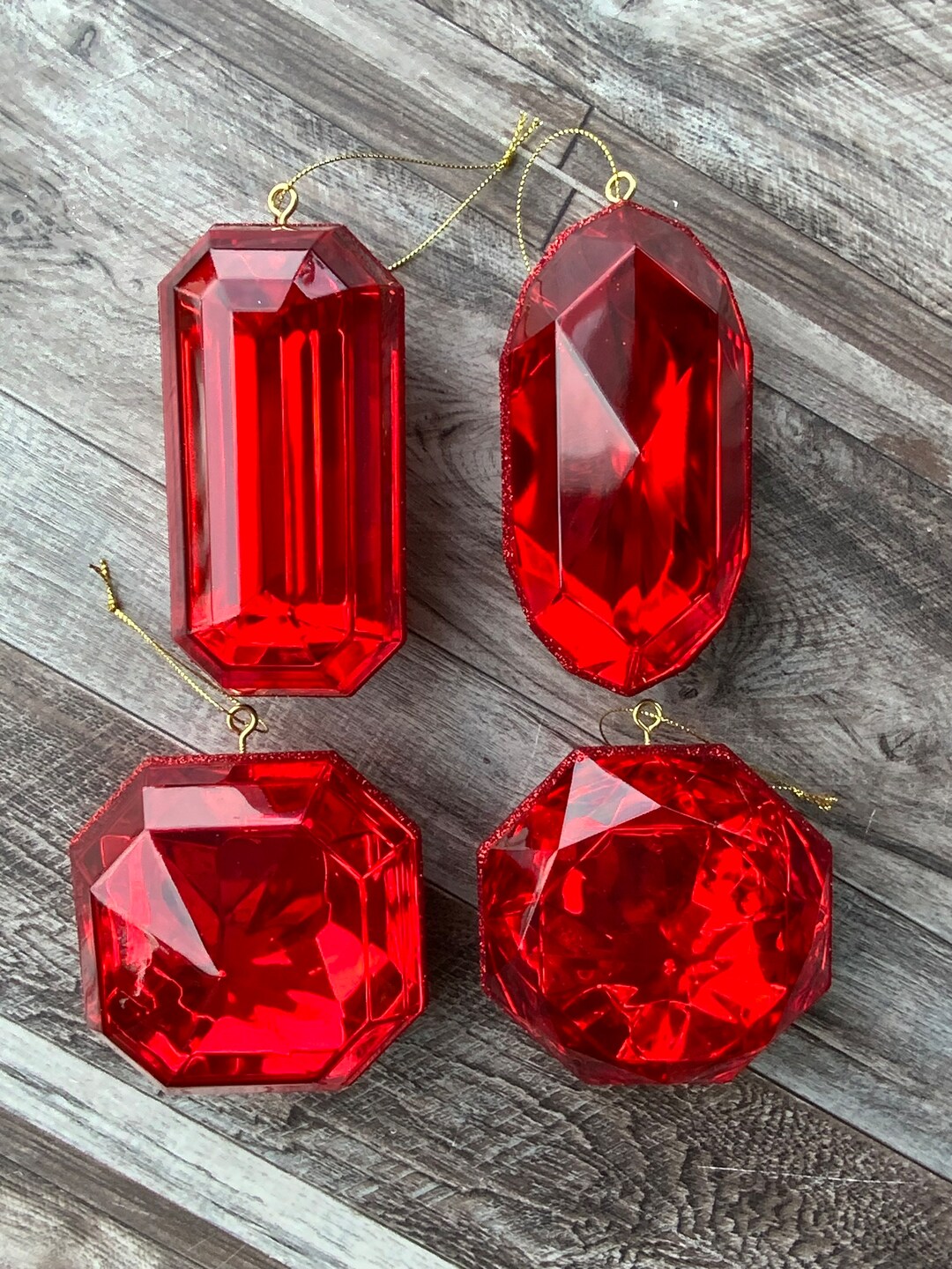 Red Acrylic Jewel Ornament Set - Designer Holiday Decor, 4” - Etsy