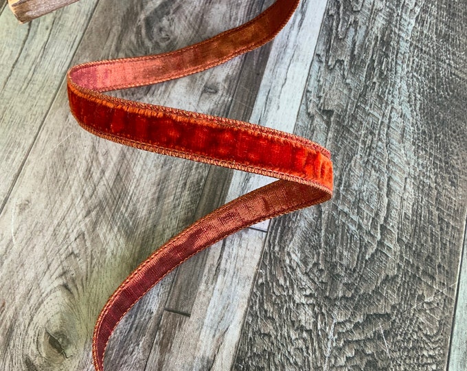 Cinnamon Velvet Wired Ribbon: .75" Designer Farrisilk - Etsy