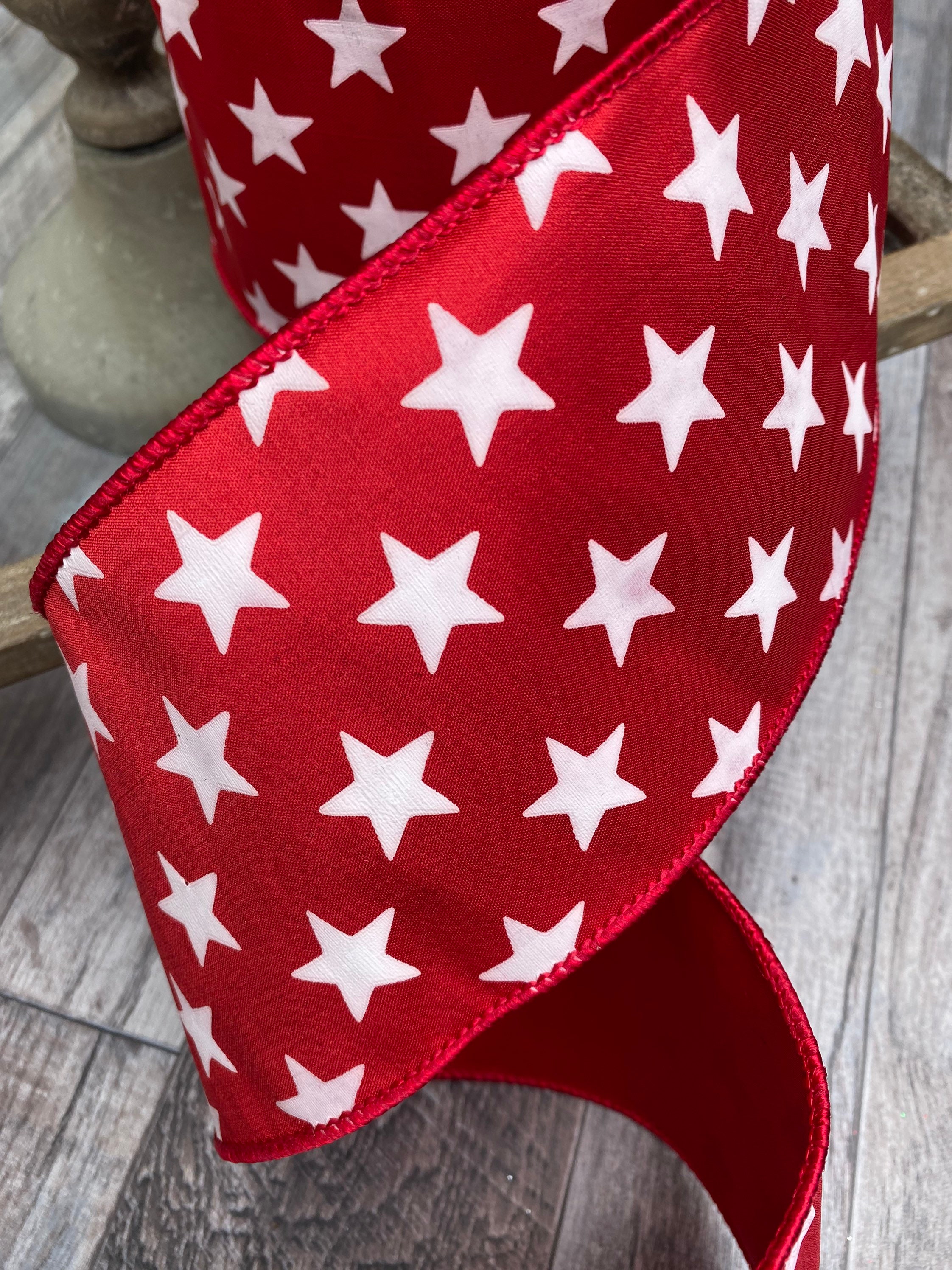 Star Ribbon Red Ribbon Patriotic Stars Designer Ribbon 4 | Etsy