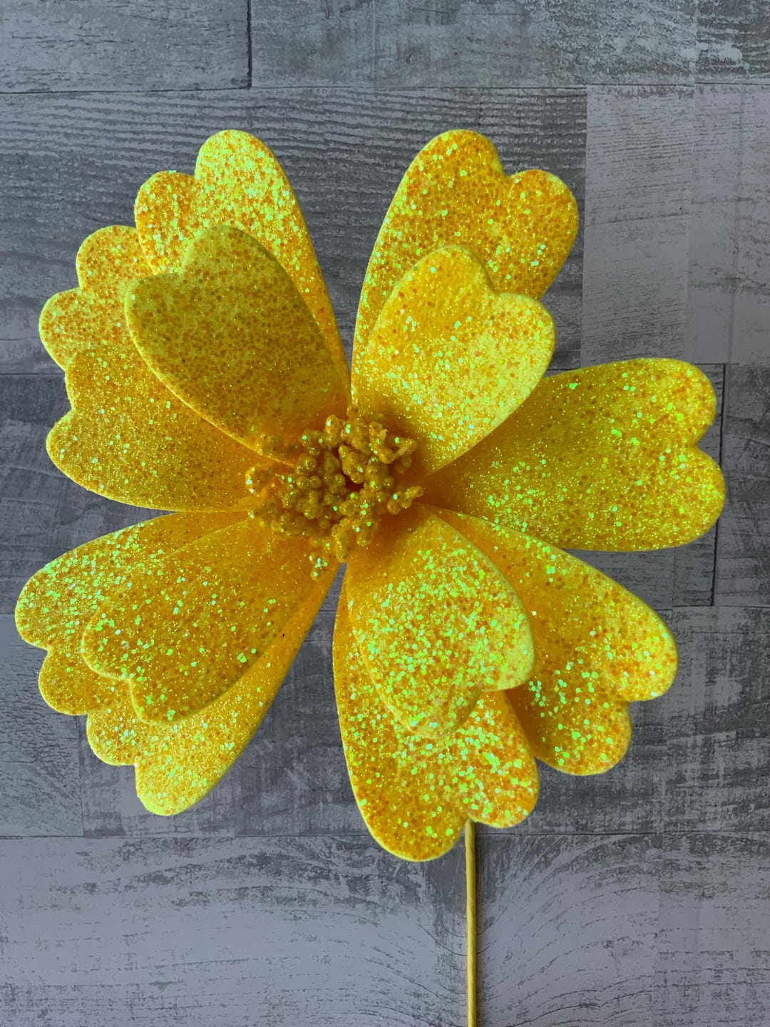 Daisy, Glitter Daisy Pick, Yellow, H20”xdia8” - Etsy