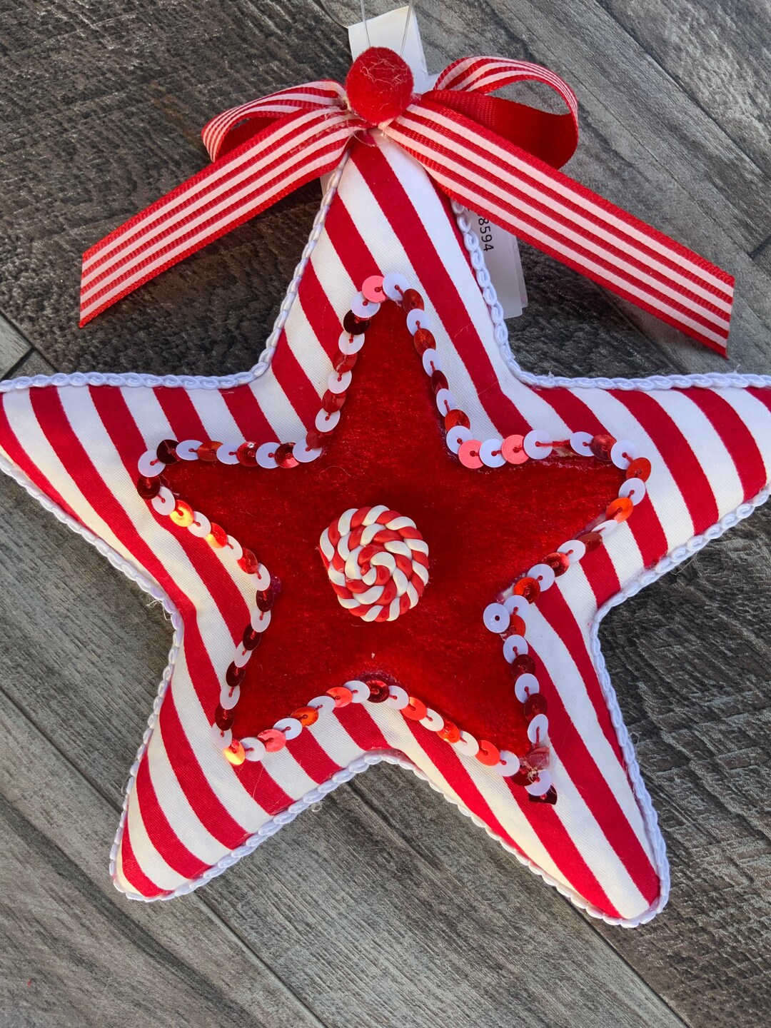 Star, Peppermint Star, Peppermint Star Ornament, Red & White, 7” - Etsy