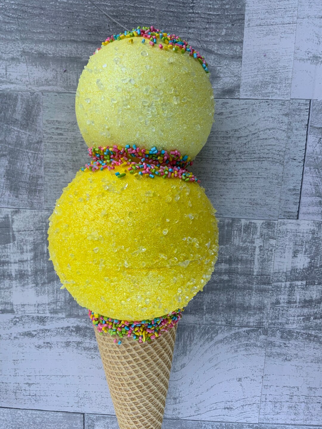 Ice Cream Cone, Ice Cream Cone Ornament, Double Scoop, Sprinkles, 16” - Etsy